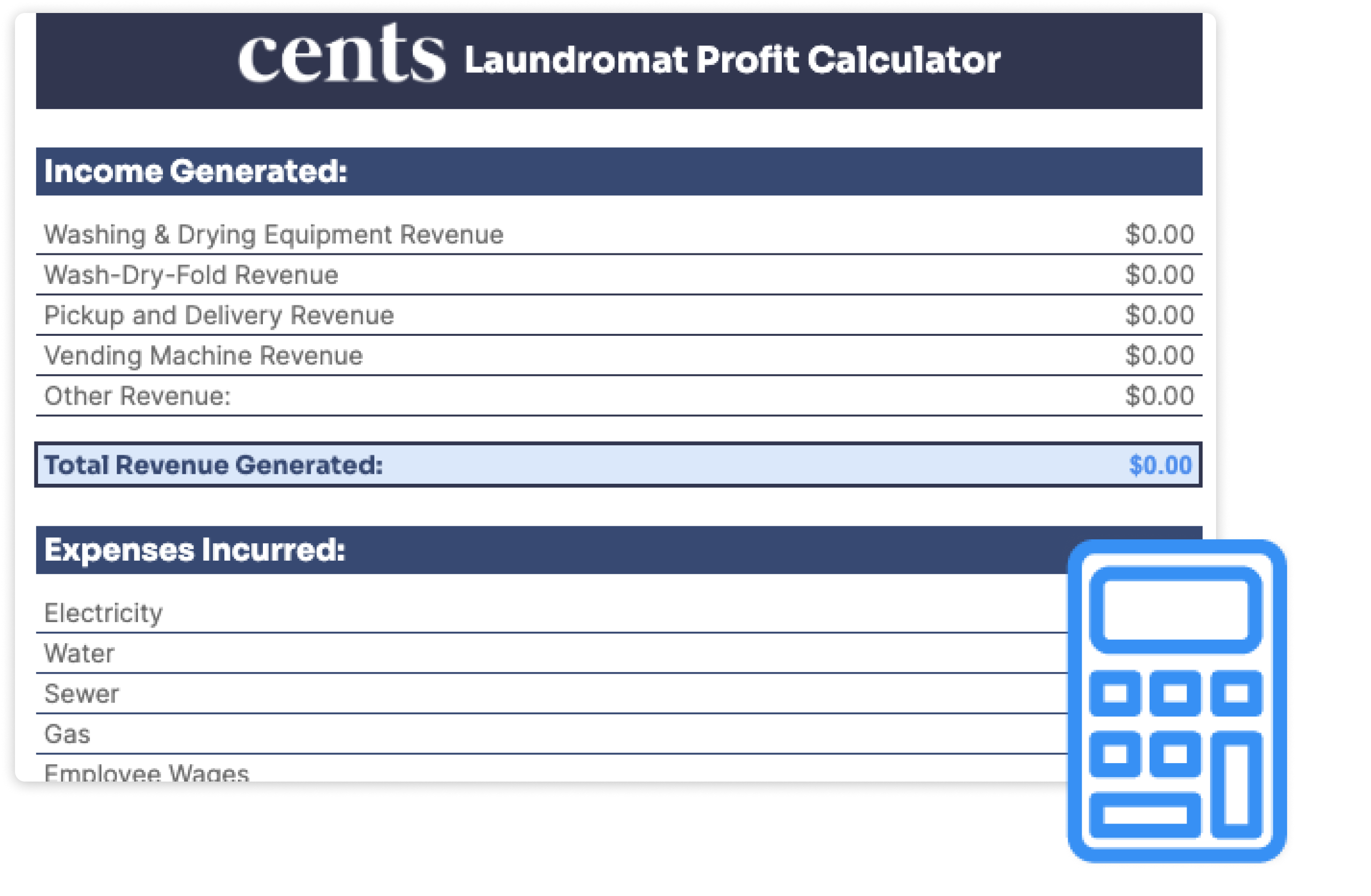 Cents' Laundromat Profit Calculator [Download]